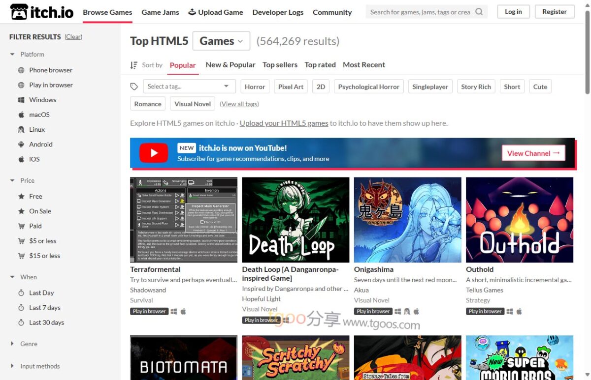 itch.io-独立HTML5游戏发现平台-tgoo分享