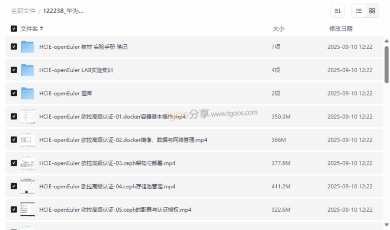 华为HCIE-OpenEuler欧拉认证全套资源下载 – 从零基础到精通掌握核心技术-tgoo分享