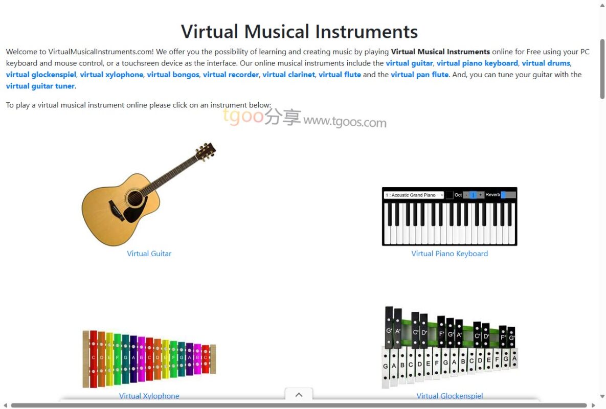 Virtual Musical Instruments-免费在线乐器演奏学习-tgoo分享